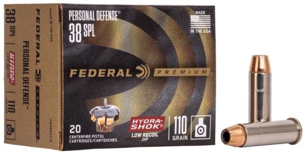 Federal Personal Defense Hydra-Shok Low Recoil, 38 Special, 110 Grain ...